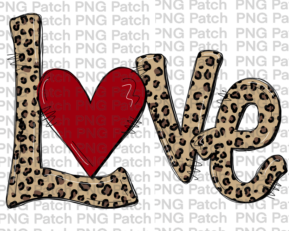 Love Leopard Print with Red Heart , Valentine's Day PNG File, Love Sub ...