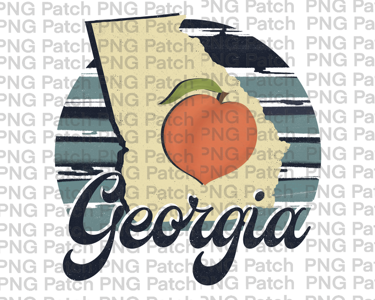 Georgia with Script Letters and a Peach, State PNG File, Peach State S ...