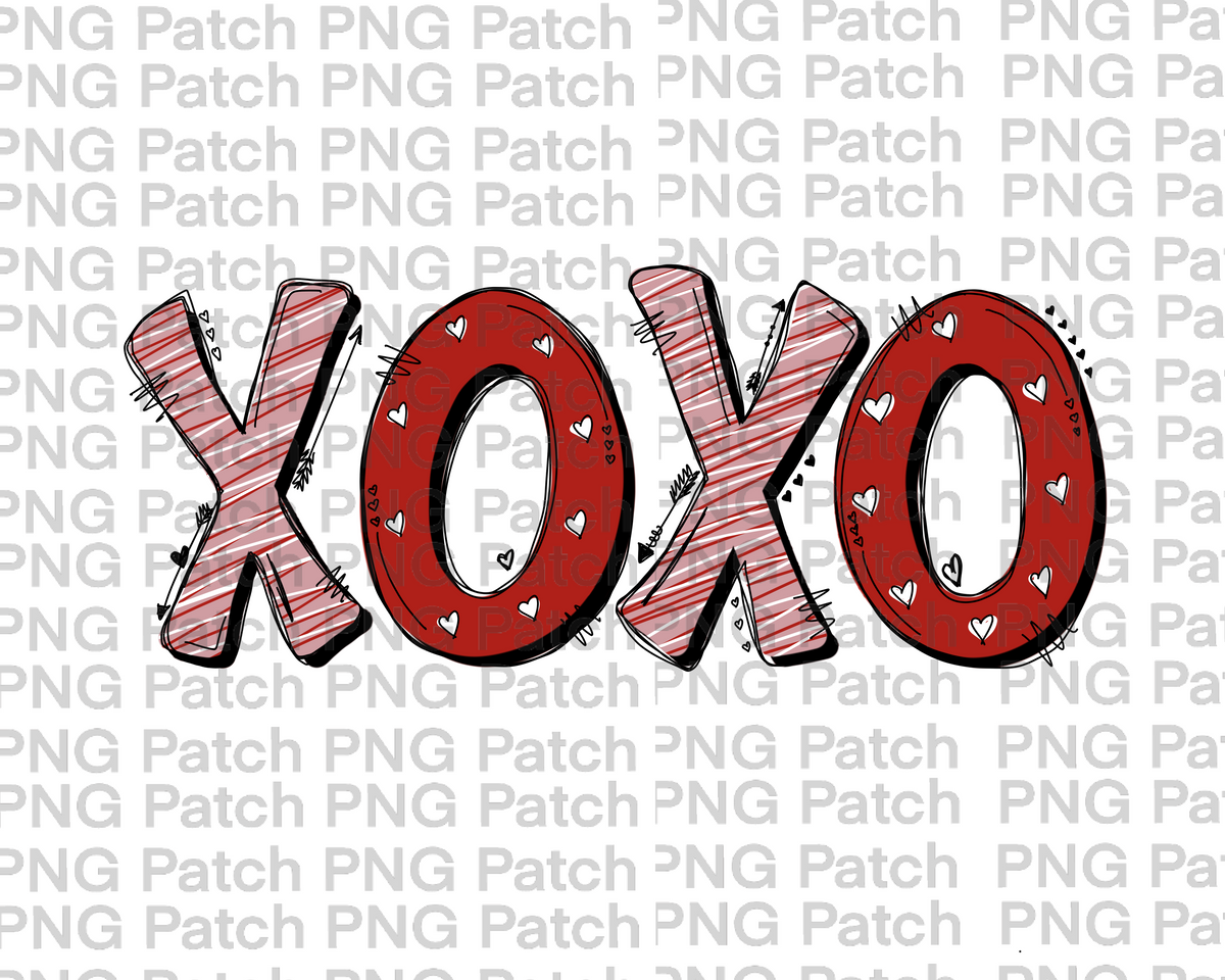 XO XO With Pink Doodle Letters, Valentine's Day PNG File, Love Sublima ...